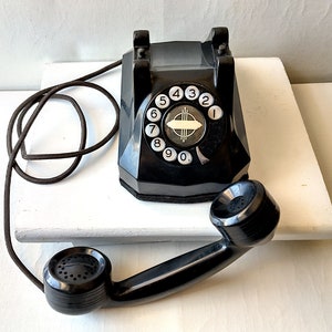 Antique Black Rotary Desktop Telephone, 1920's, Heavy Art Deco Style ...
