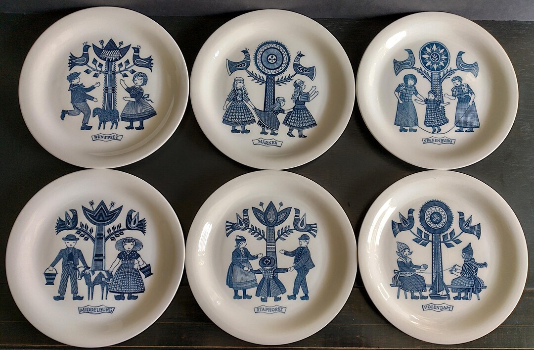 Set of 6 Vintage Blue & White, Royal Sphinx Maastricht Plates Made in ...