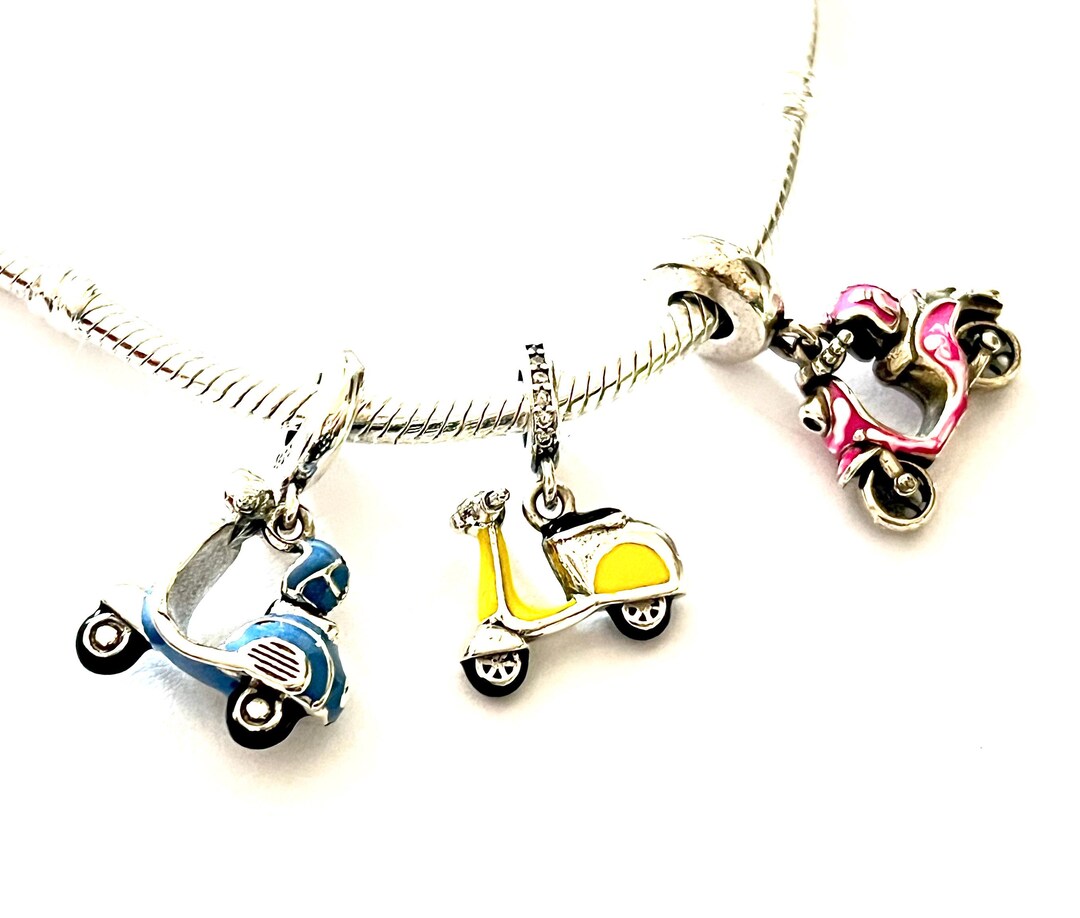 3 Mini Vespa Motorcycle Charms to Use on Pandora Bracelets or Other ...