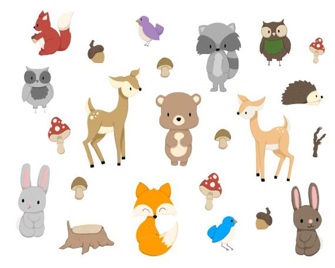 Cute, Woodland, Forest, Animals, Clip Art Use, Vector Graphics. DIGITAL ...
