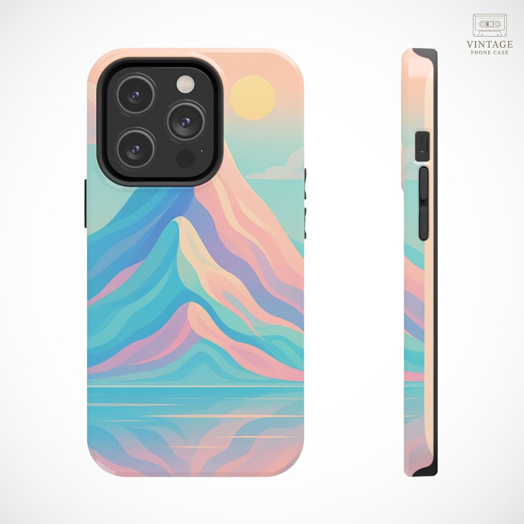 Pastel Mountain Sunset Phone Case: Vibrant Landscape Art Cover - Etsy