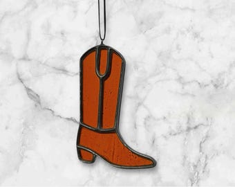 Stained Glass Pattern Cowboy Boot Sunflower Suncatcher Fully Tested No ...