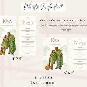 African Wedding Menu Template With Custom Couple Illustration ...