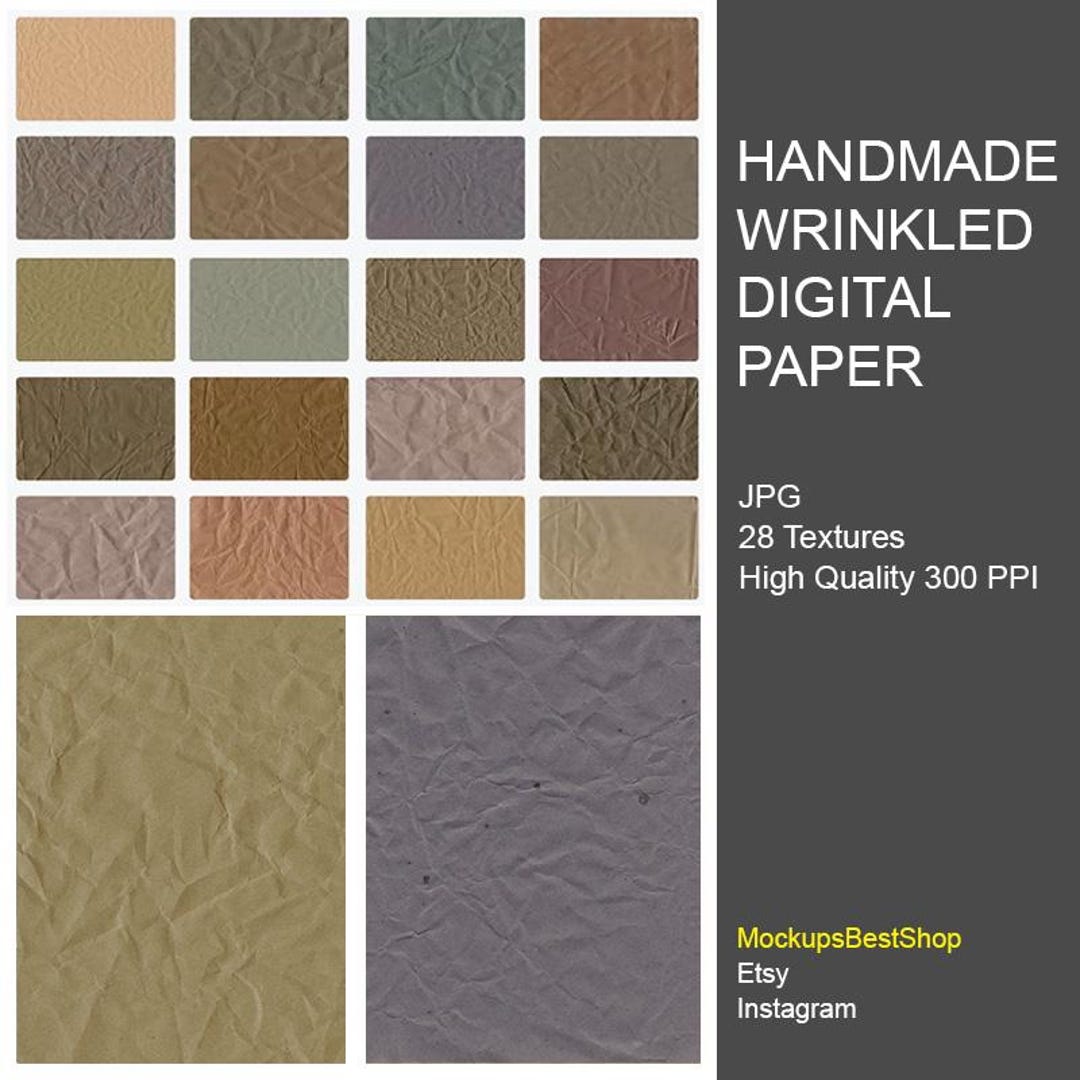 Handmade Wrinkled Digital Paper Texture Bundle. 28 Set. JPG. for Print ...