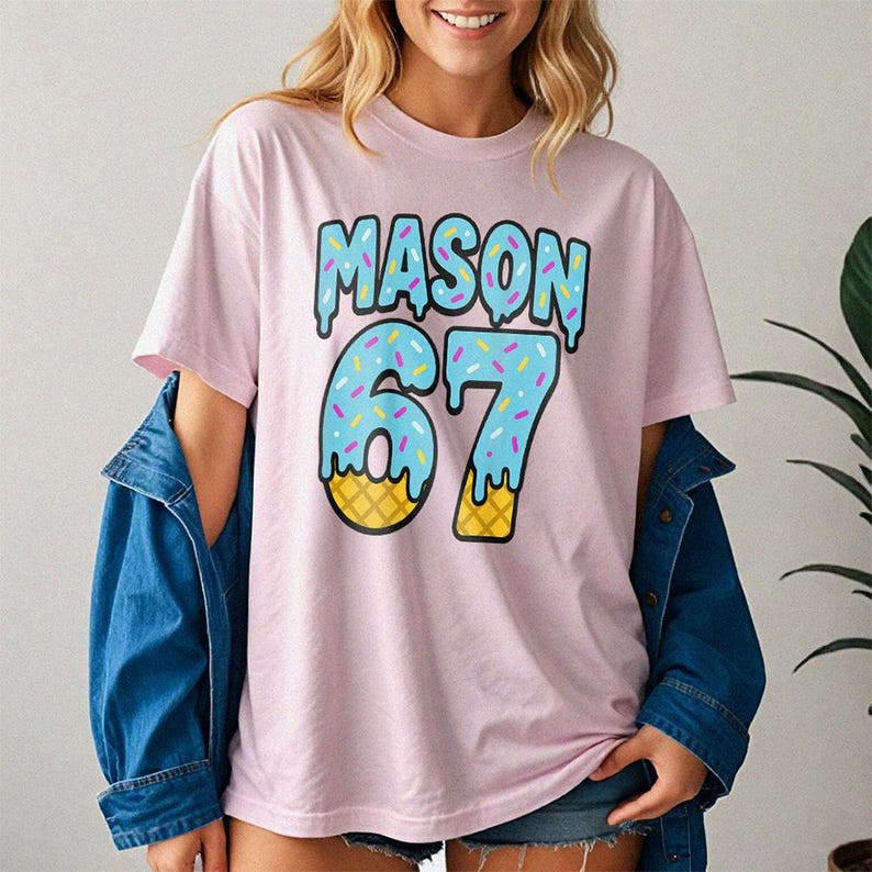 Six Seven Ice Cream Drip Mason 67 Meme Halloween T-shirt, Trendy Gift for Kids, Gen Alpha Humor ...