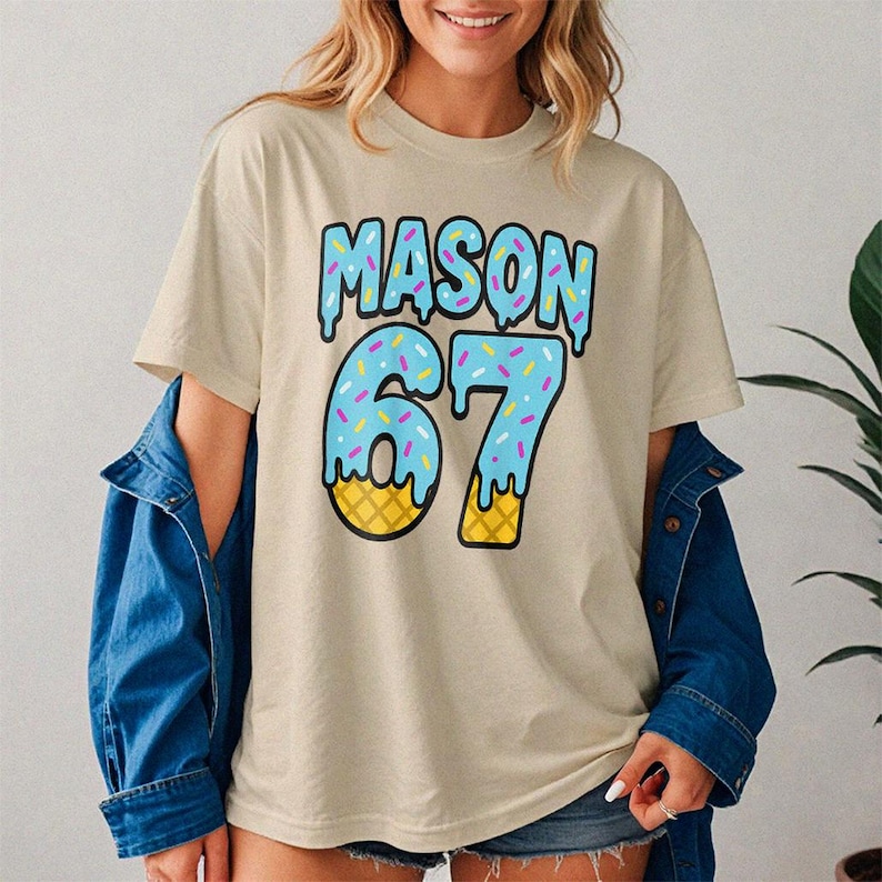 Six Seven Ice Cream Drip Mason 67 Meme Halloween T-shirt, Trendy Gift ...