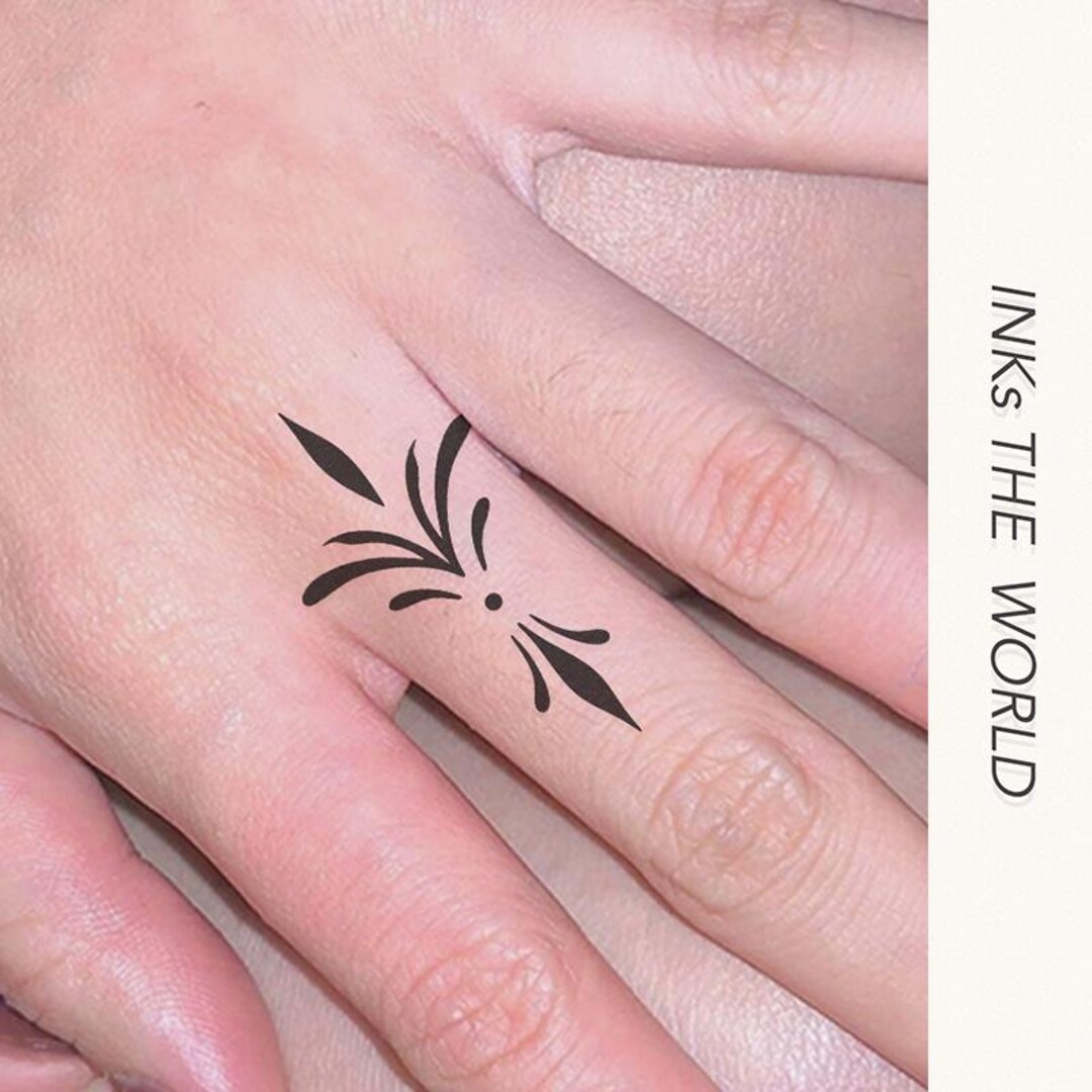 Abstract Dotwork Finger Temporary Tattoo (set of 2)– Minimal Radiating ...
