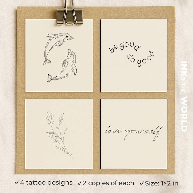 Dolphin Temporary Tattoo (set of 2) – Minimalist Twin Dolphins | Joyful ...