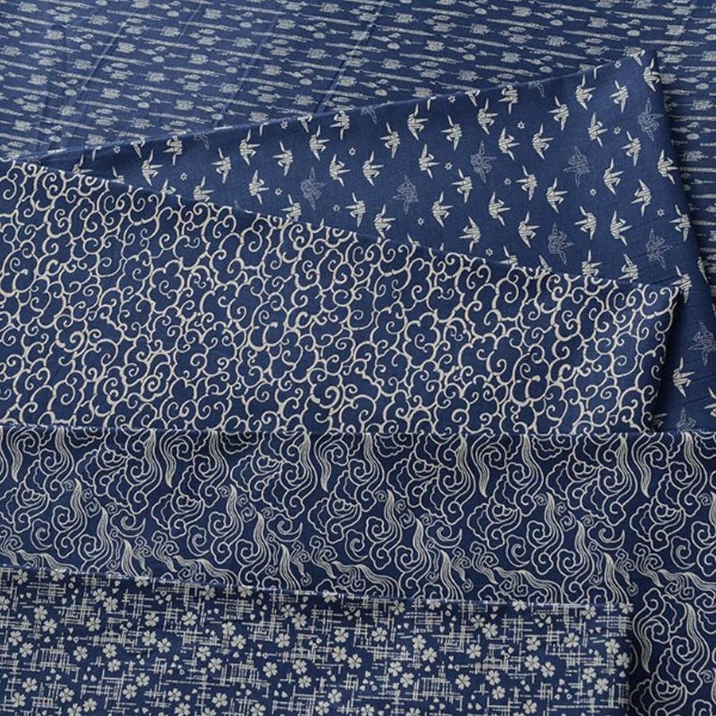 Japanese Fabric, Cotton Fabric, Sewing Fabric, Vintage Fabric, Blue ...