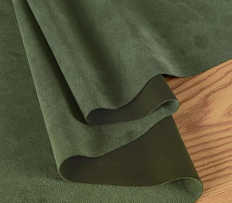 Green Faux Suede Fabric,stretch Suede Fabric, Thick Suedette Fabric ...