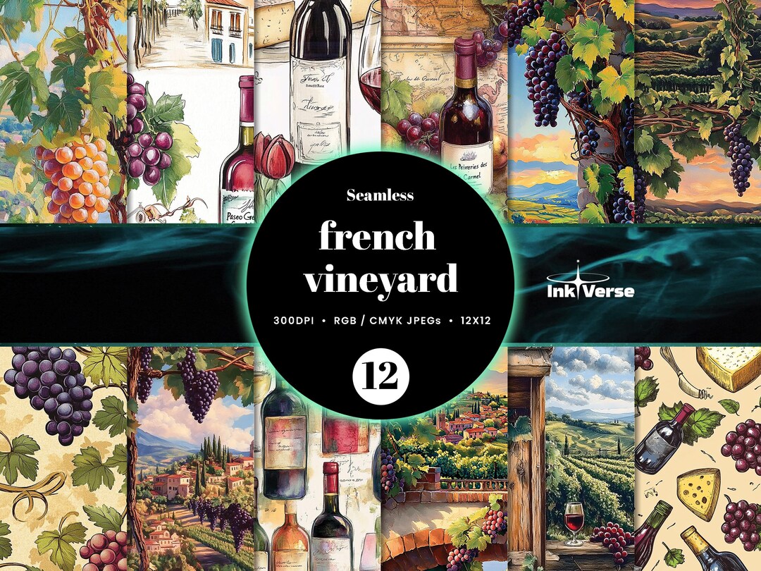 Freanch Vineyard Pattern | Seamless Digital Design, Rustic Winery ...