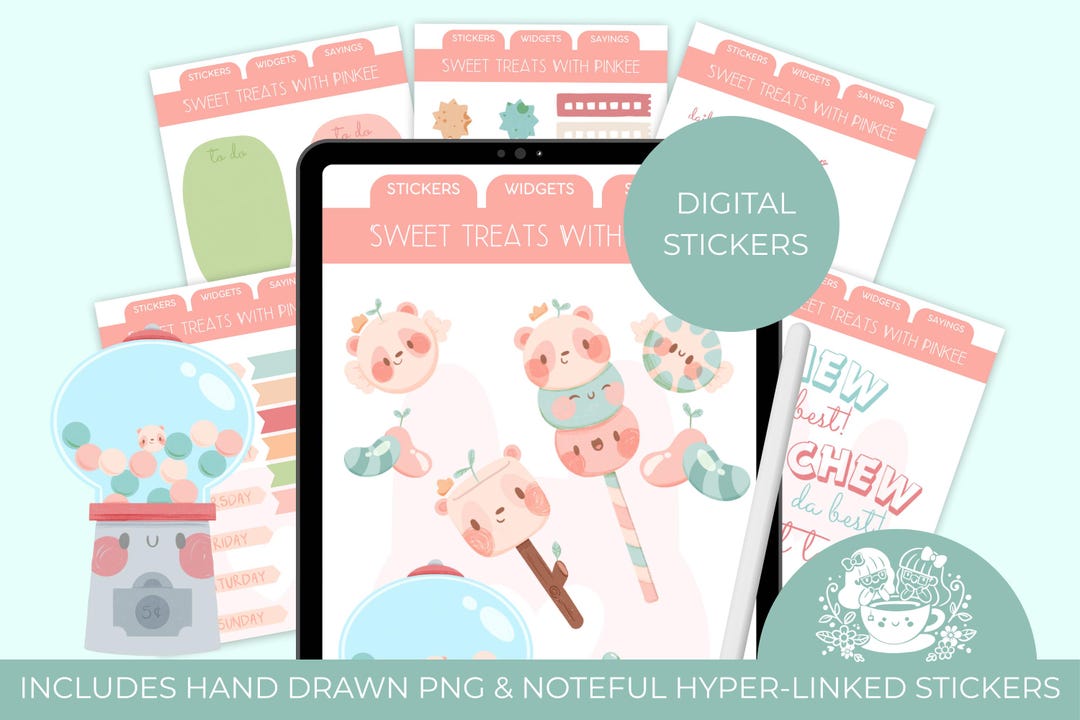 Kawaii Sweet Treats Digital Sticker Pack: 100+ Hand-drawn PNG Stickers ...