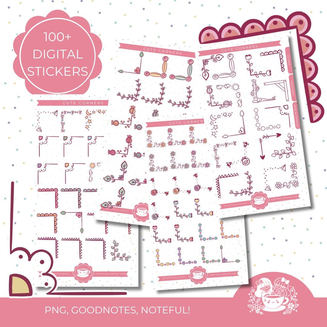 Hand Drawn Cute Corners and Borders - Digital Download | Cute Corner ...