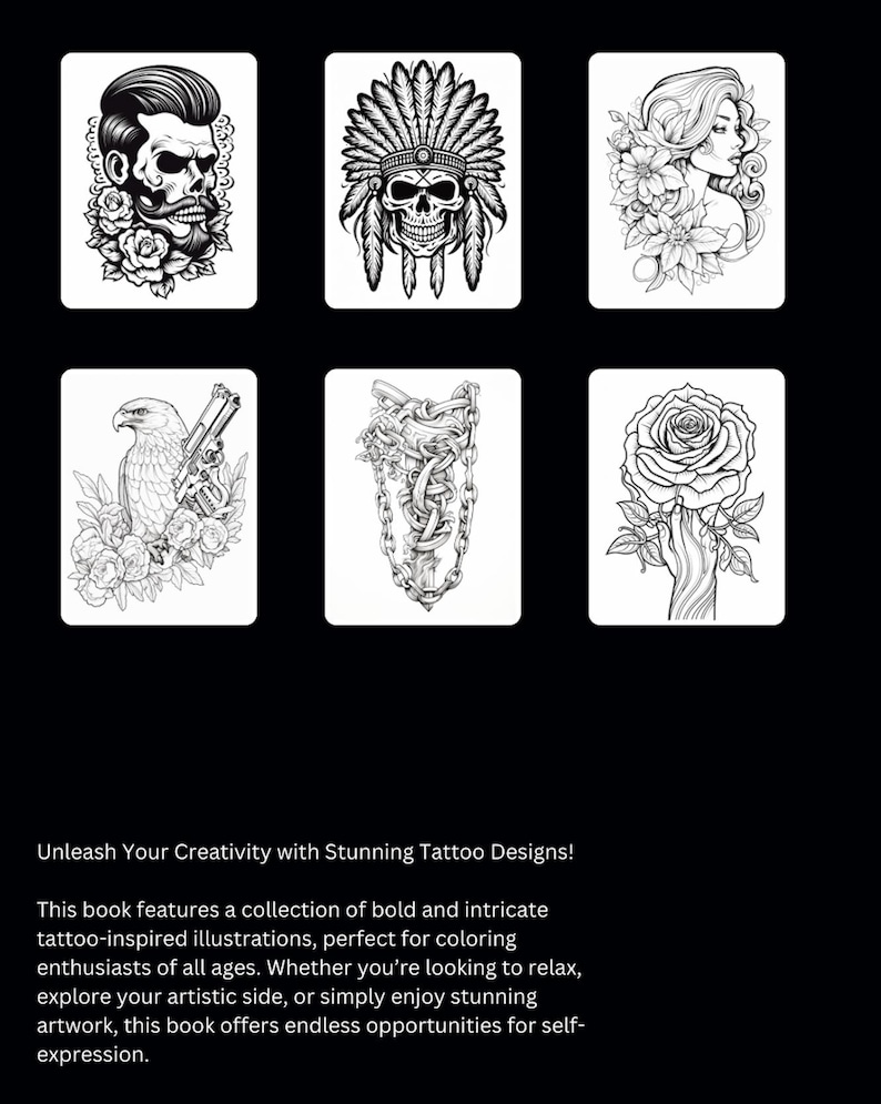 Tattoo Art Coloring Book for Adults: 70 Unique Designs to Spark Your ...