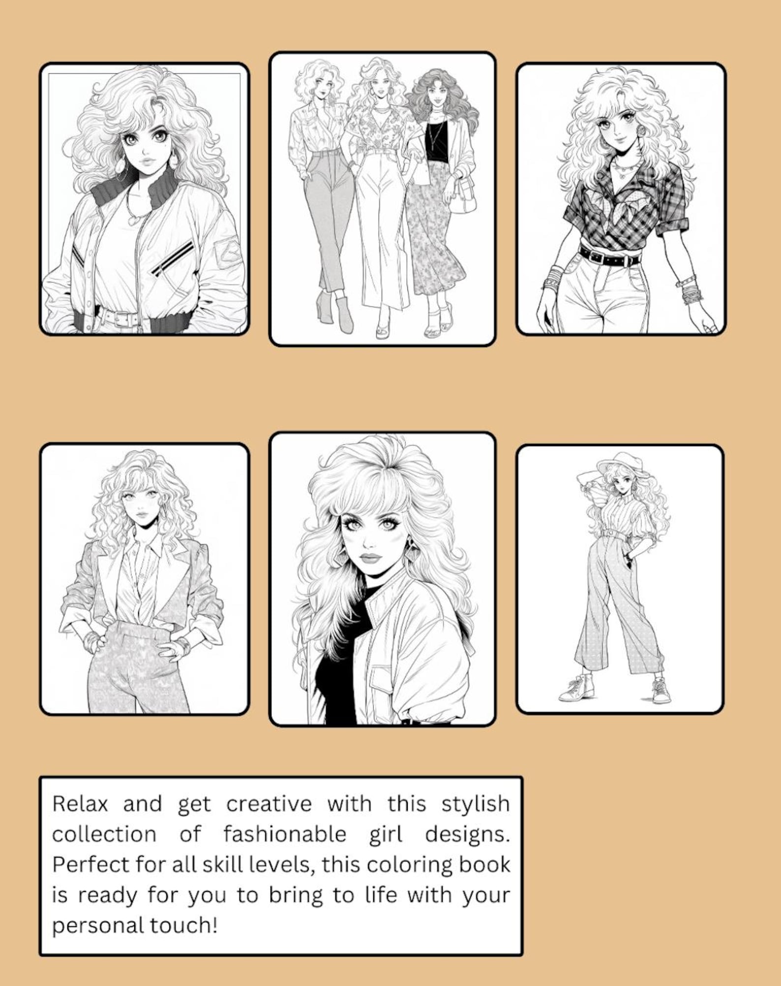 80s Fashion Girls: 100 Trendy Coloring Pages for Creativity and ...