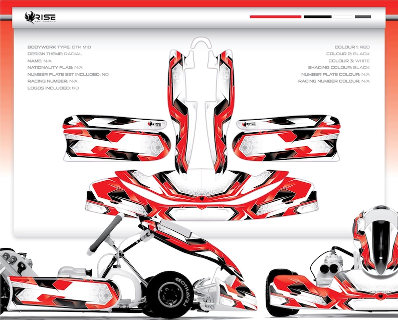 OTK M10 - Go Kart Racing Graphics Kit - Customisable to Suit Senior ...