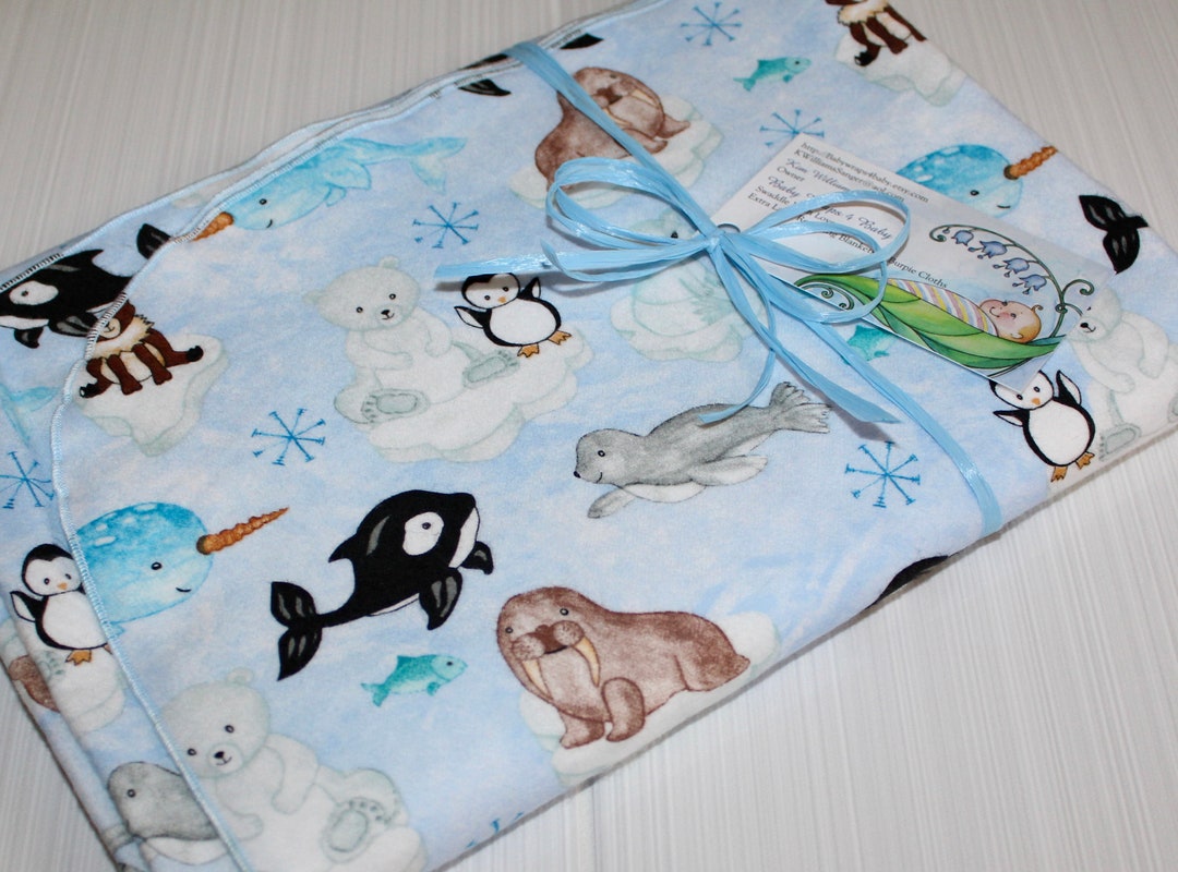 Arctic Ice Animal Print Flannel Receiving Blankets Extra Large, Flannel ...