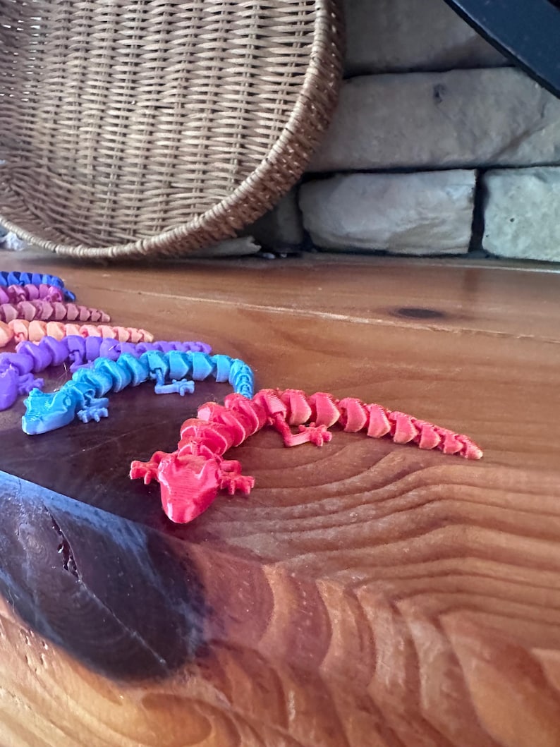 3D Printed Movable Lizard Toy: Unique Party Favor, 3.5”, Gecko Fidget ...