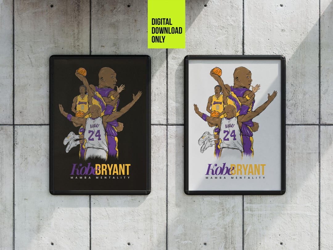 Kobe Bryant Digital Illustration Poster, Basketball Player Print ...