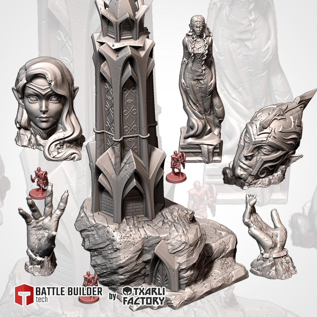 Elven Statues Terrain for Wargaming Fantasy D&D Aos and LOTR {by ...