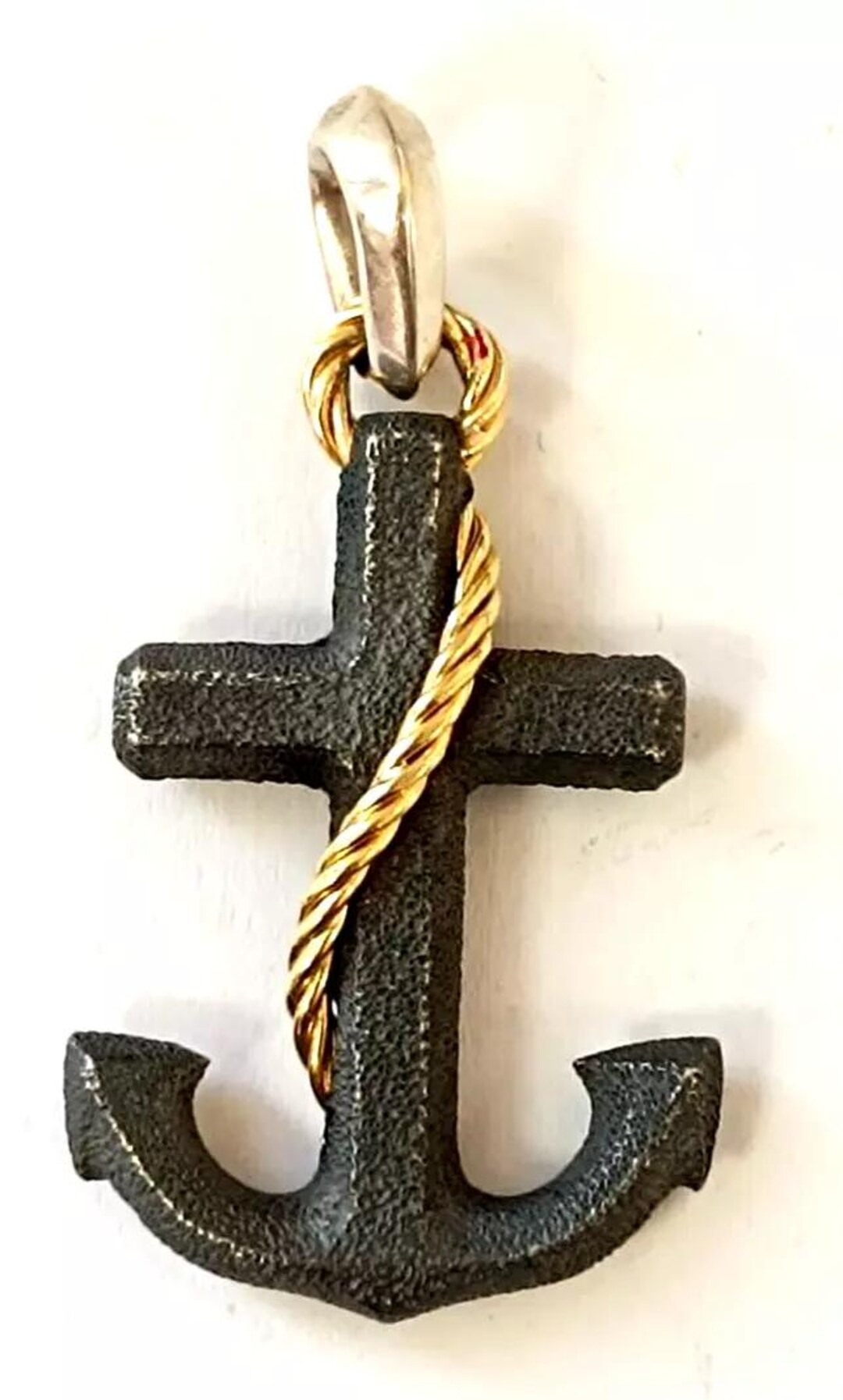 David Yurman Sterling Silver Maritime Ship Sea Gold Rope Anchor Pendant ...