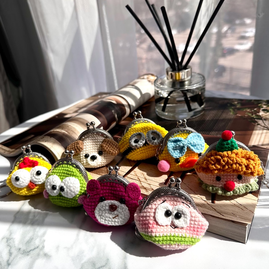 Handmade Crochet Animal Coin Purse With Keychain – Cute Mini Wallet and ...