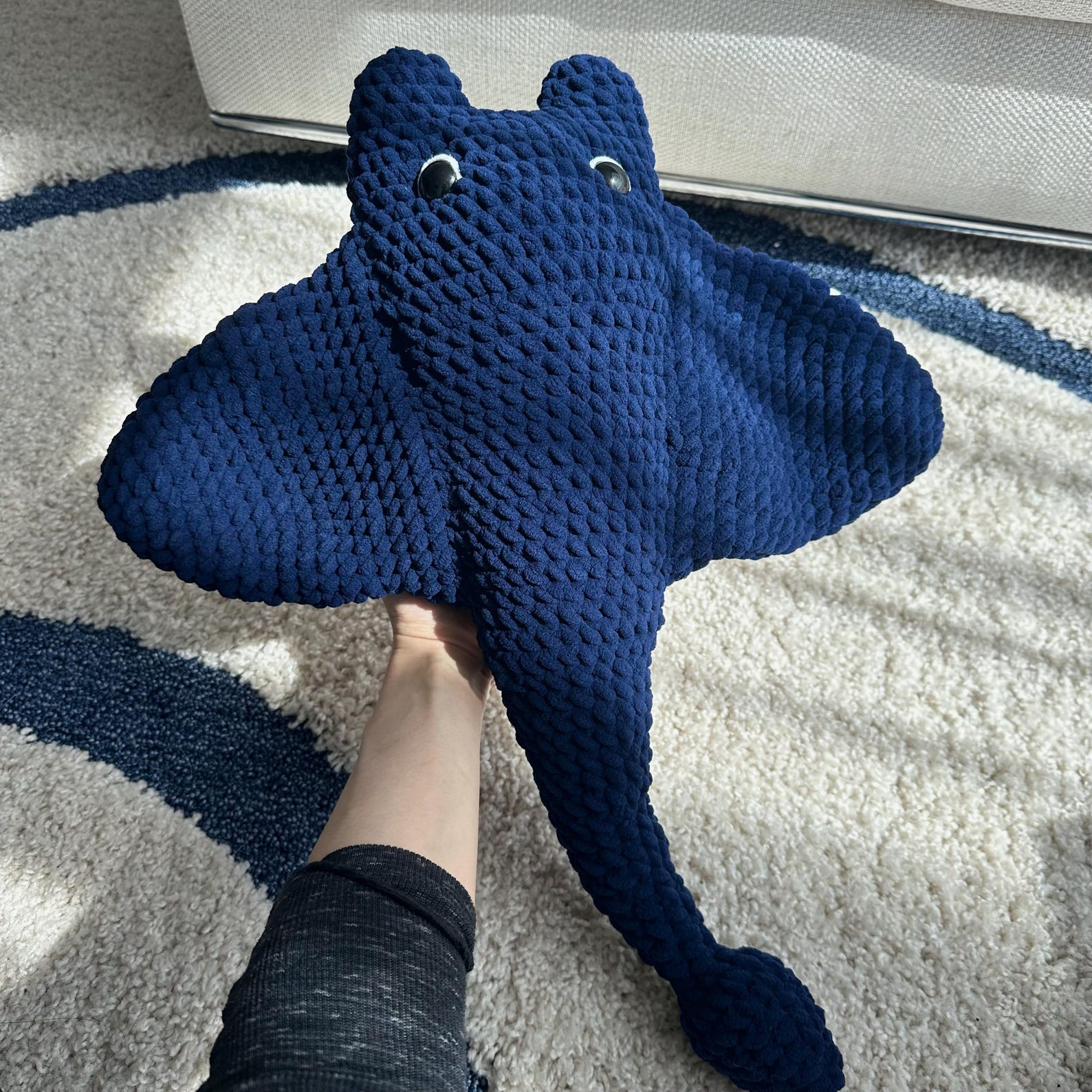 Soft Plush Stingray Toy - Handmade Navy Blue Stuffed Animal - Cute ...
