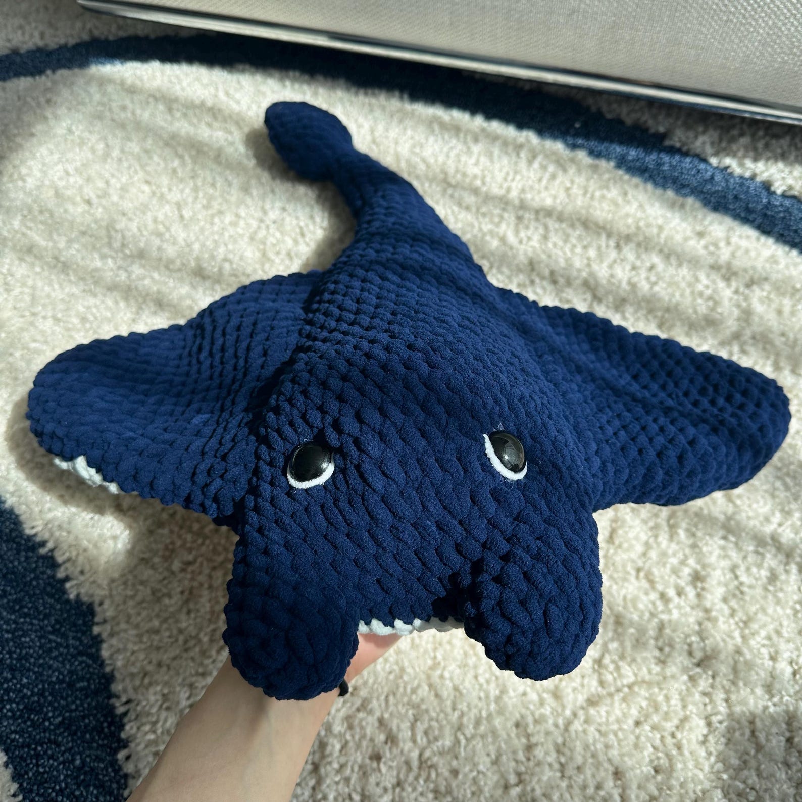 Soft Plush Stingray Toy - Handmade Navy Blue Stuffed Animal - Cute ...