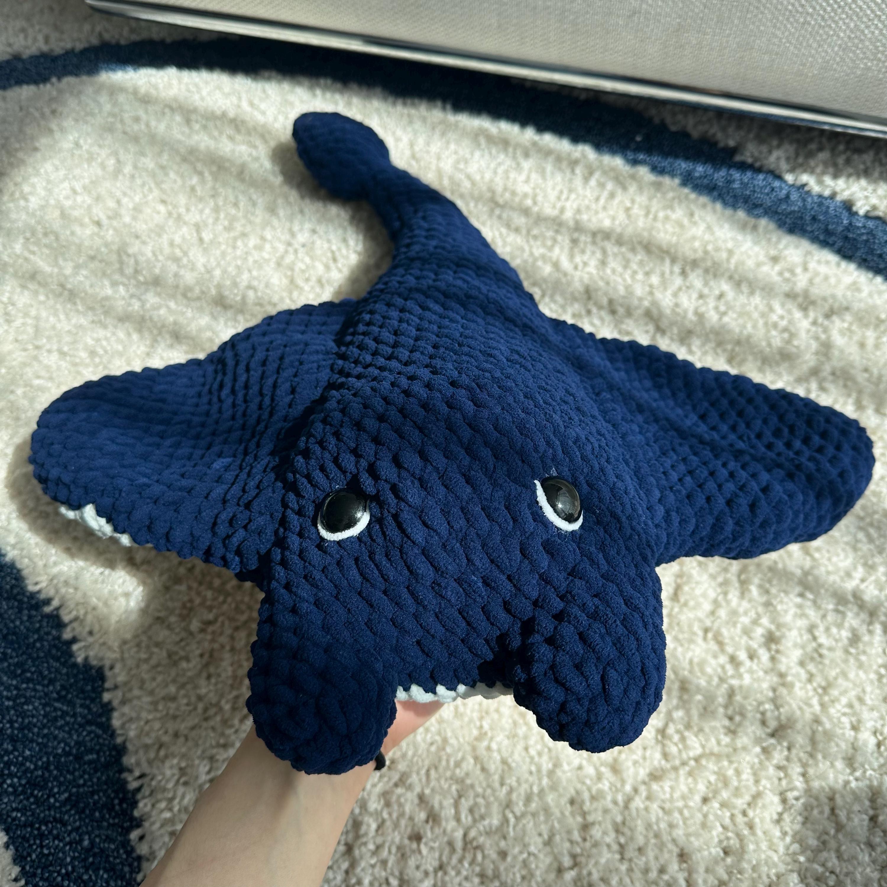 Soft Plush Stingray Toy - Handmade Navy Blue Stuffed Animal - Cute ...
