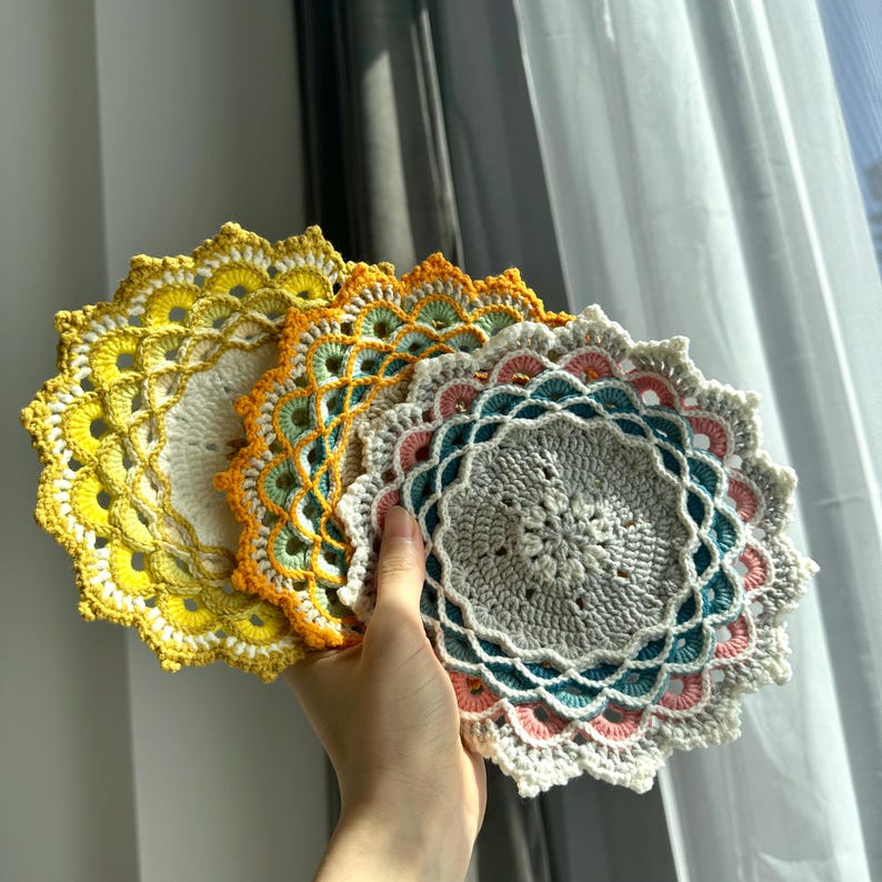 Handmade Crochet Doily, Vintage Lace Coaster, Boho Table Decor, Retro ...