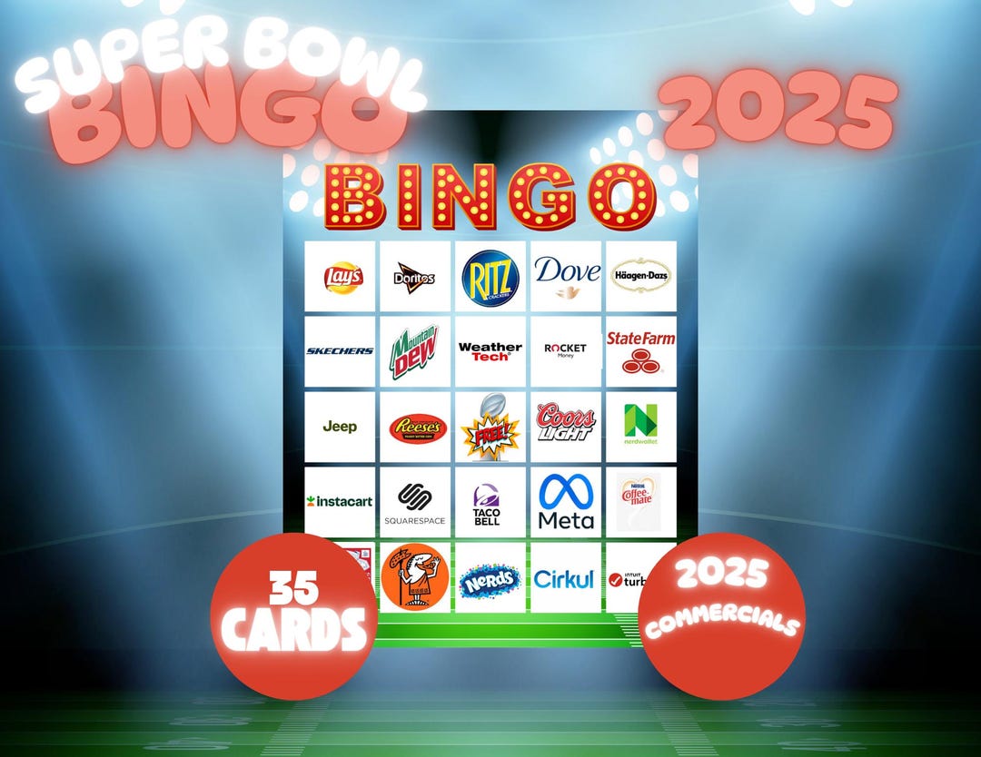 Super Bowl Bingo Cards 2025, 35 Different Cards to Print - Etsy