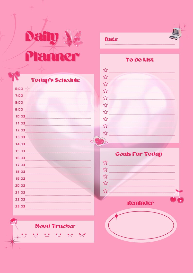 Pink Y2K Inspired Planners - Digital Planner, Daily Planner, Weekly ...