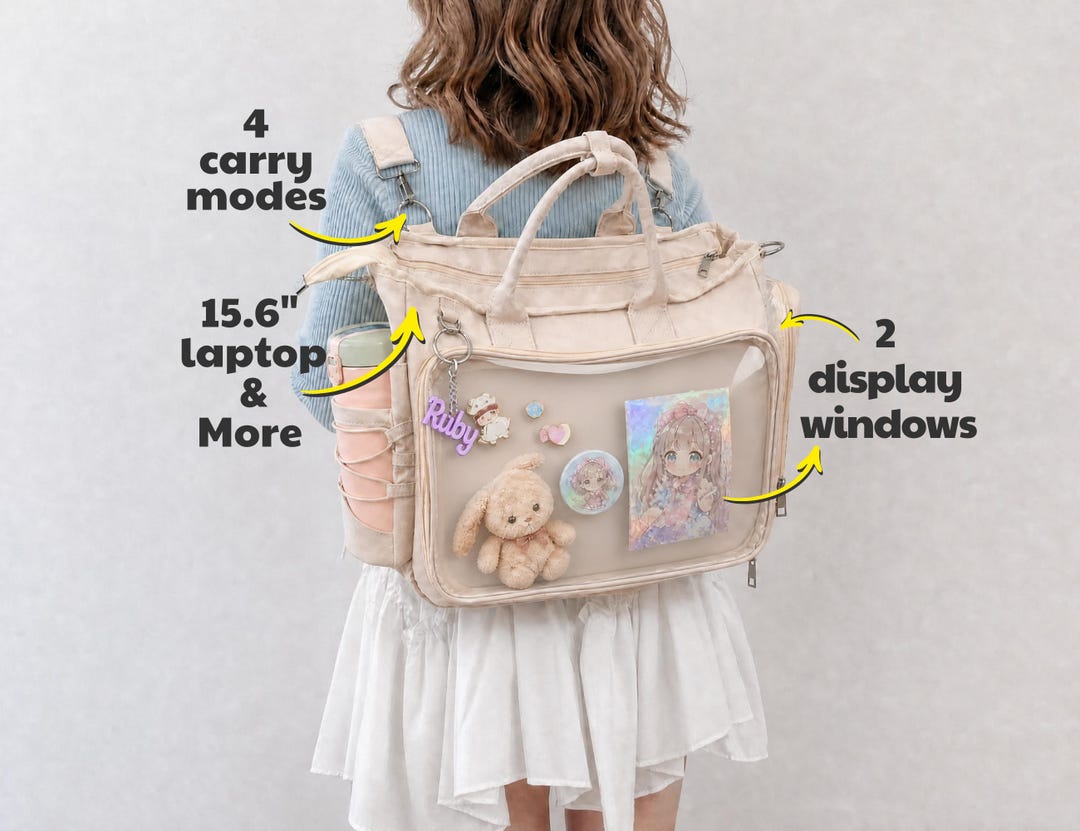 Large Ita Bag Backpack, Fits 15.6" Laptop, 4-way Carry Ita Tote, 2 ...