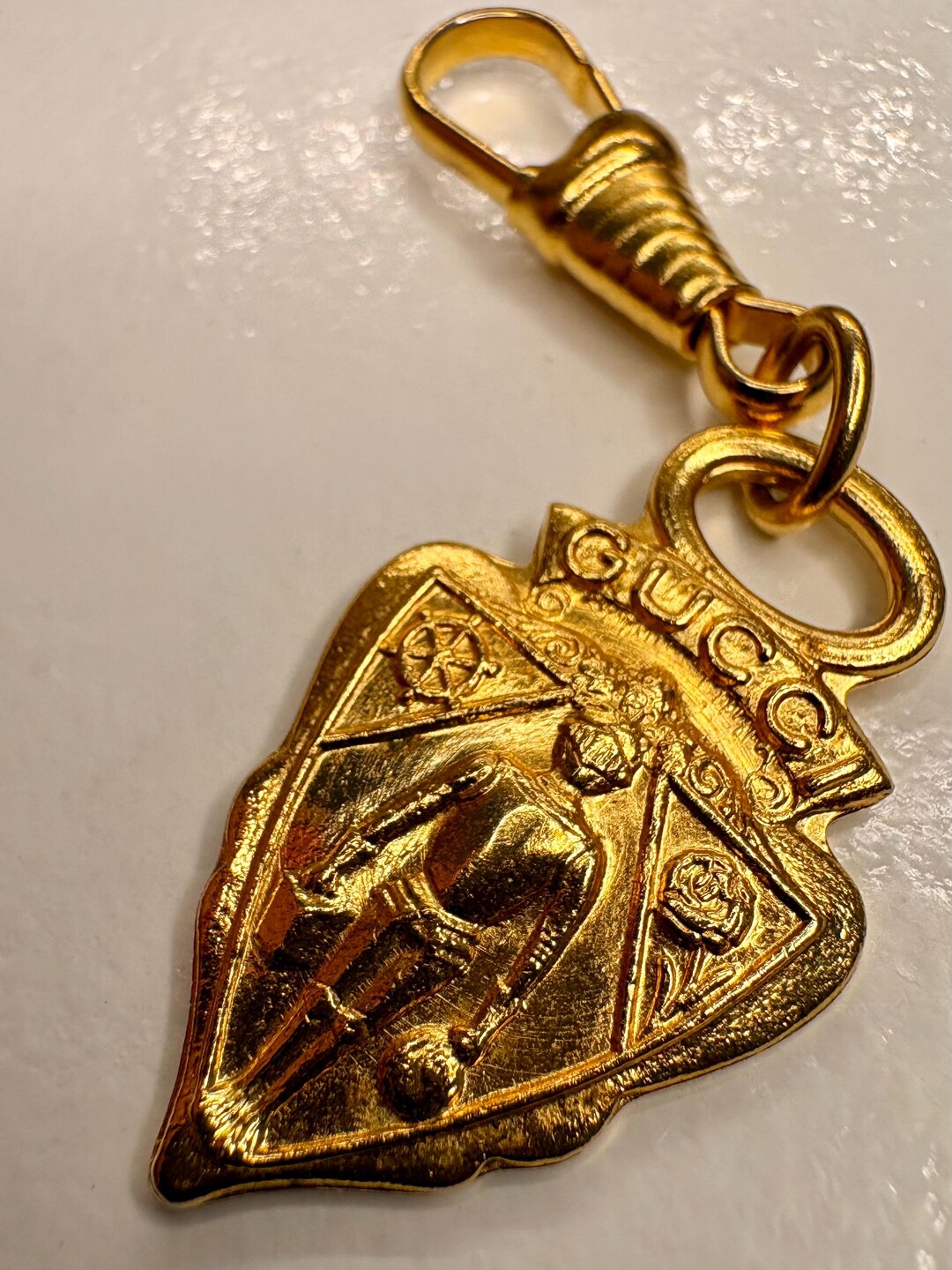 Authentic GUCCI Vintage Gold Crest Armored Medieval Knight Charm ...