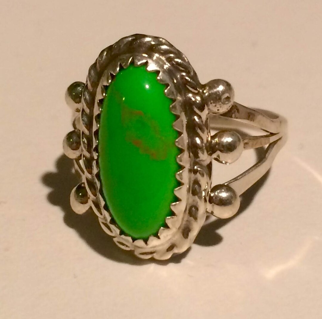 Vintage Native American Sterling Silver Gaspeite Ring Size 7 - Etsy