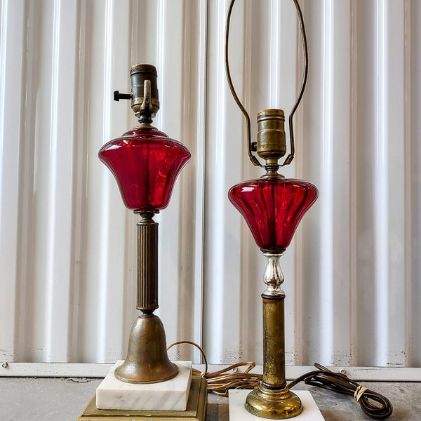 Red Glass Lamp - Etsy