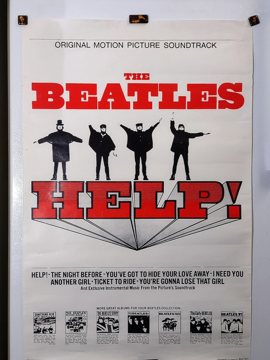 Vintage Beatles Lithograph Print Advertising Poster Movie Soundtrack ...