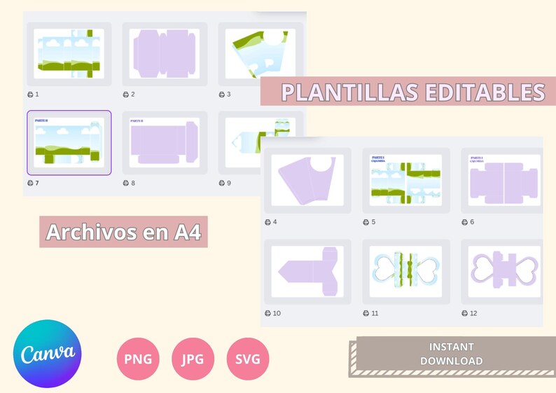 Plantillas de cajas editables en Canva, archivos con formatos (JPG;PNG ...