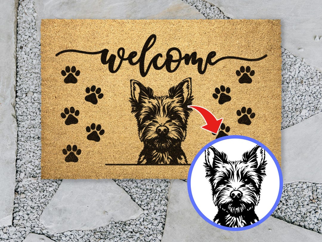 Outdoor Pet Doormat, Dog Silhouette Welcome Rug, Cute Home Entrance Mat ...