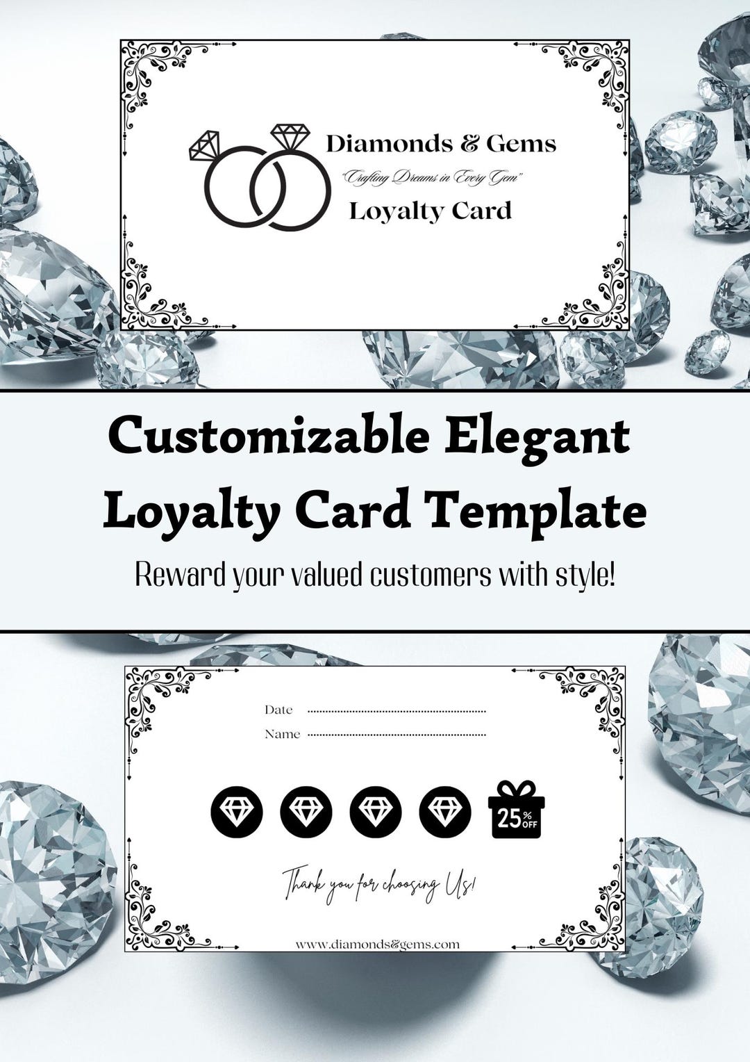 Customizable Elegant Loyalty Card Template - Etsy