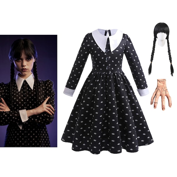 Wednesday Addams Girl Dress Halloween Party Costume - Etsy