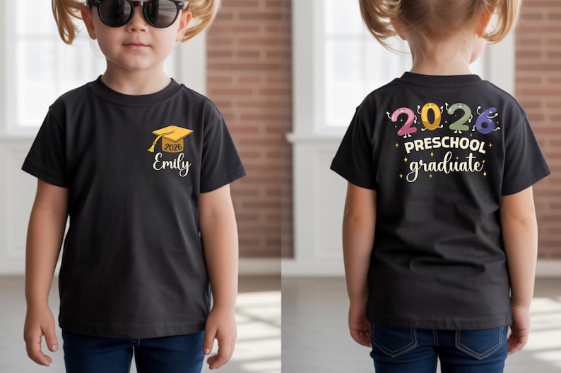Custom 2026 Preschool Graduate Shirt Personalized Name Toddler Front ...