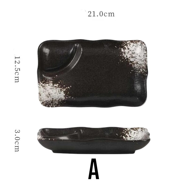 Japanese Ceramic Sushi Plate With Sauce Compartment Rectangular Serving ...