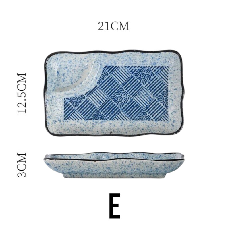 Japanese Ceramic Sushi Plate With Sauce Compartment Rectangular Serving ...