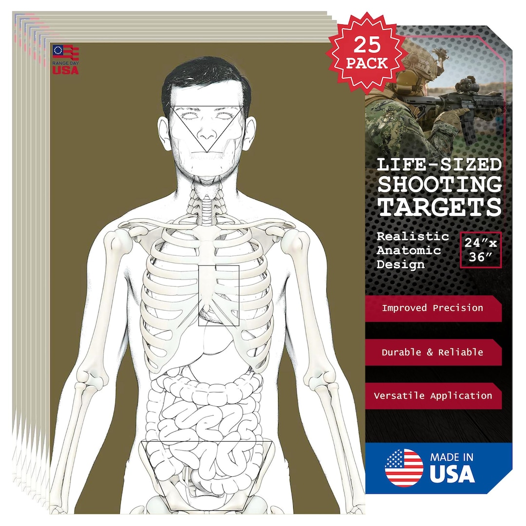 25 Pack Shooting Target Anatomical Shooting Target Rifle and Pistol ...