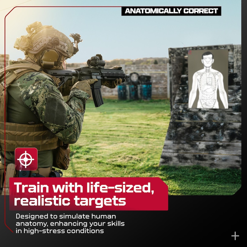 25 Pack Shooting Target Anatomical Shooting Target Rifle and Pistol ...