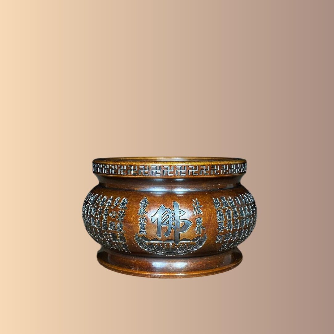 Pure Copper Dharma Realm Heart Sutra Incense Burner - Etsy