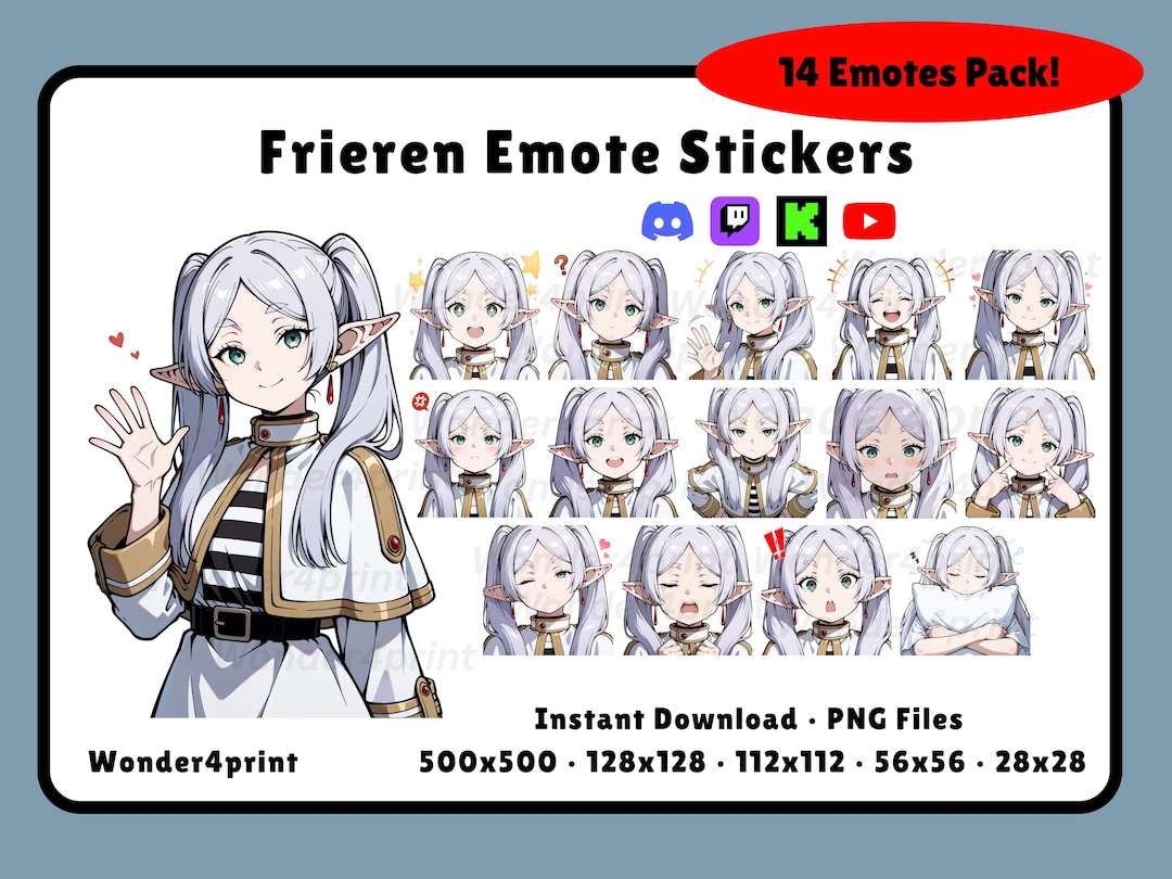 Frieren Emote Stickers - Discord, Twitch, Kick, Youtube Emote Sticker ...