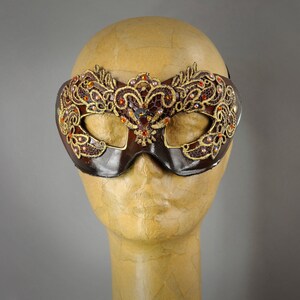 Copper Columbina Lace Masquerade Mask With Swarovski Crystal Accents ...