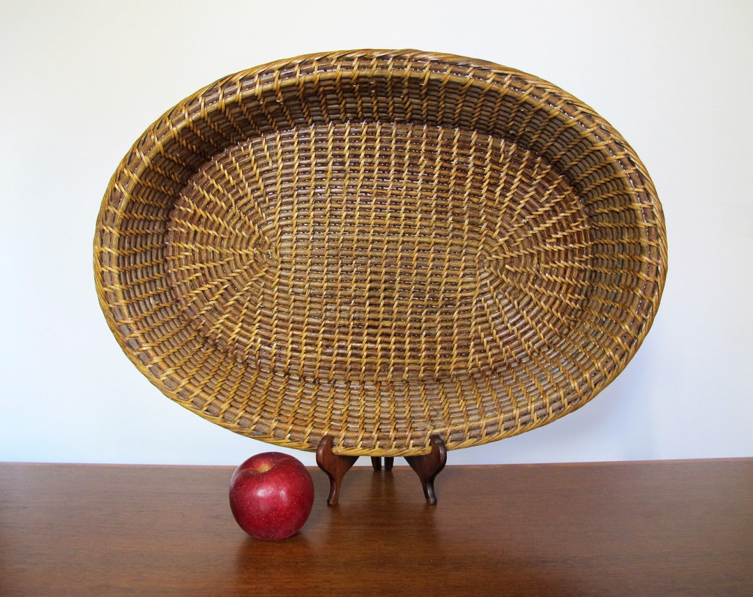 Large Vintage Oval Wicker Basket - Etsy